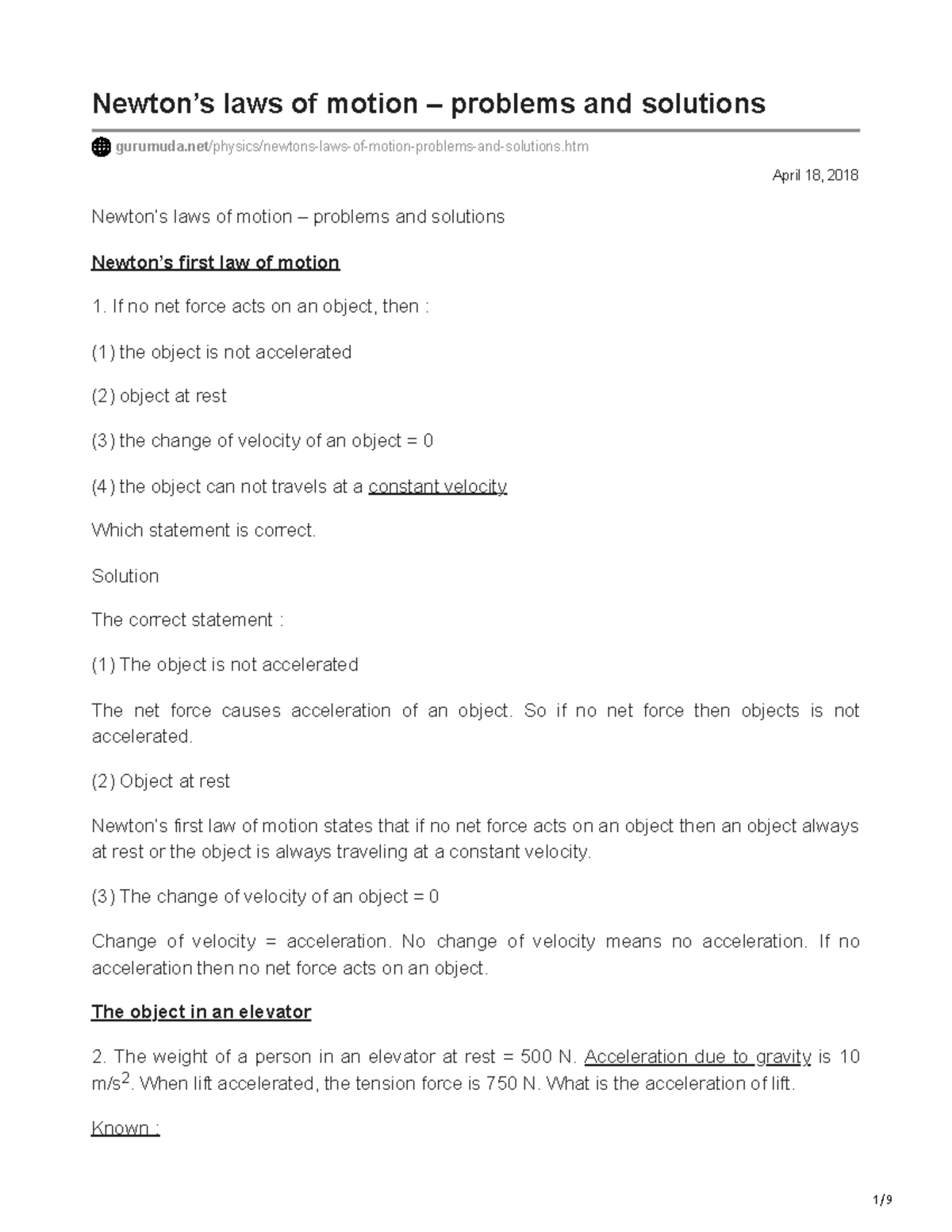 Gurumuda.net-Newtons laws of motion problems and solutions - April 18 ...