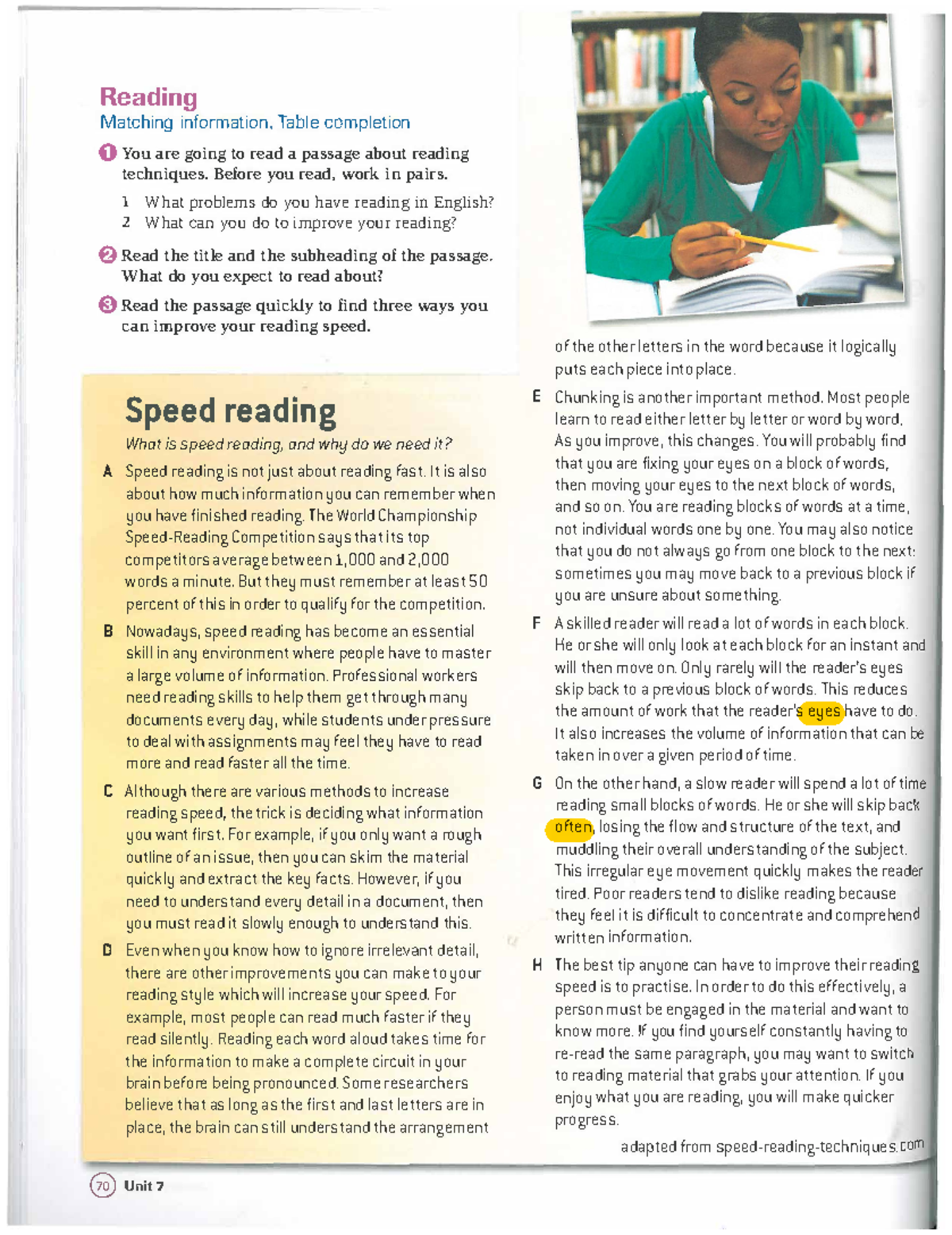 Complete Ielts Bands 4-5 Sb-71 - Reading Matching information, Table ...