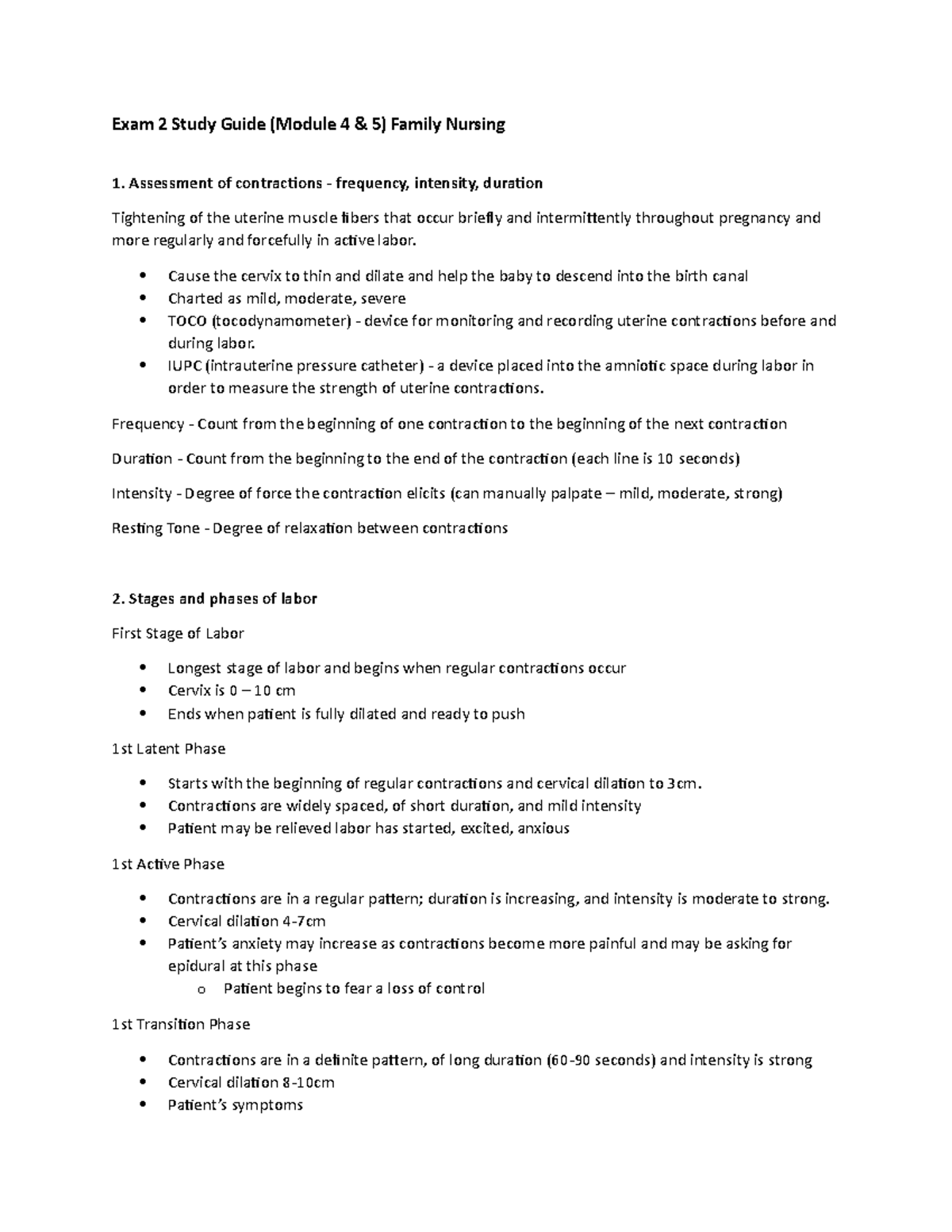 Exam 2 Study Guide - N/A - Exam 2 Study Guide (Module 4 & 5) Family ...