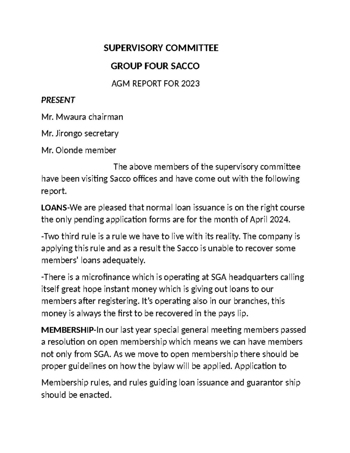 Supervisory Committee AGM Report 2023 - SUPERVISORY COMMITTEE GROUP ...