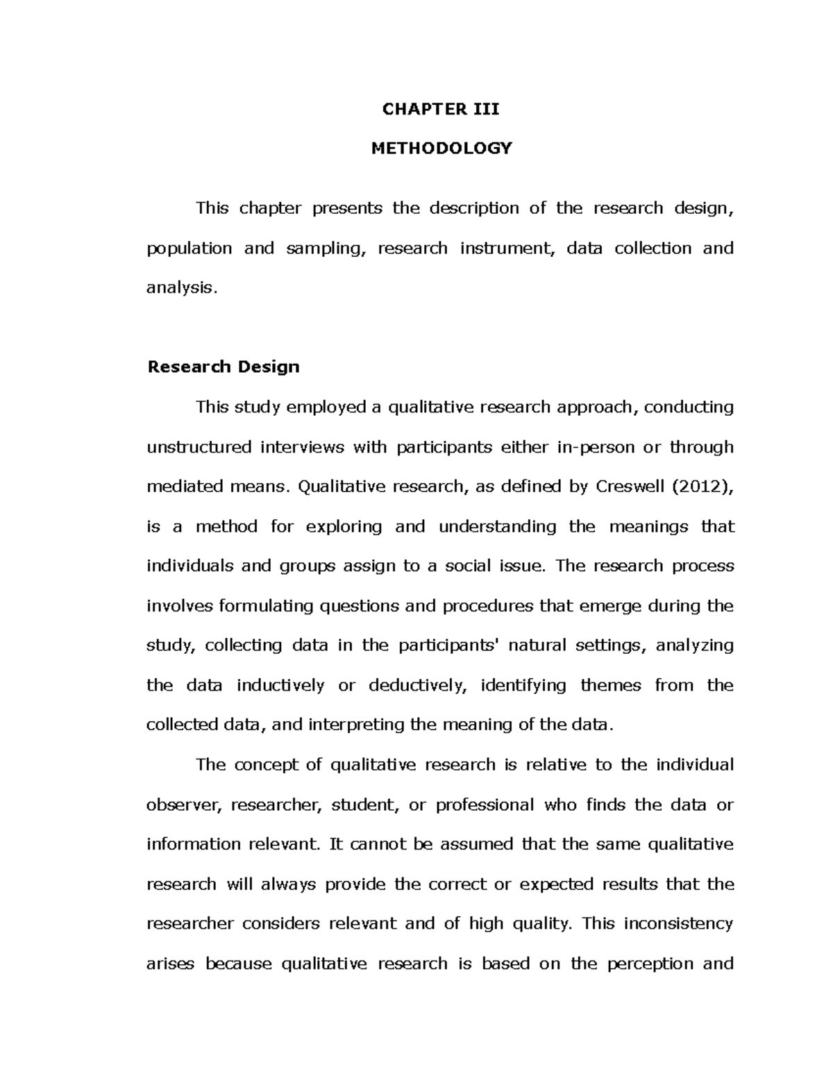 MAM Mercy (C3 AND C4) - Research studies - CHAPTER III METHODOLOGY This ...