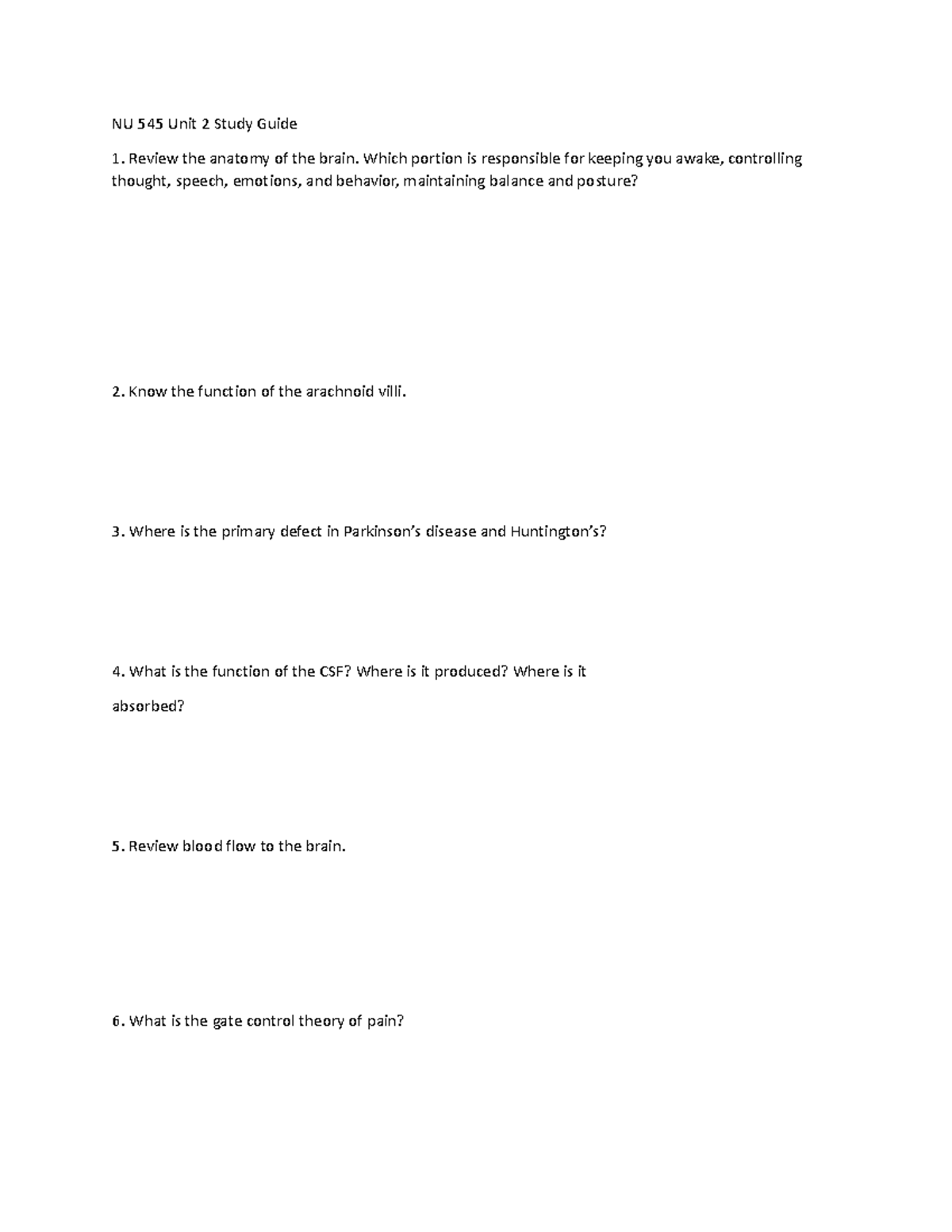 NU 545 Unit 2 Study Guide spaced out - NU 545 Unit 2 Study Guide1 ...