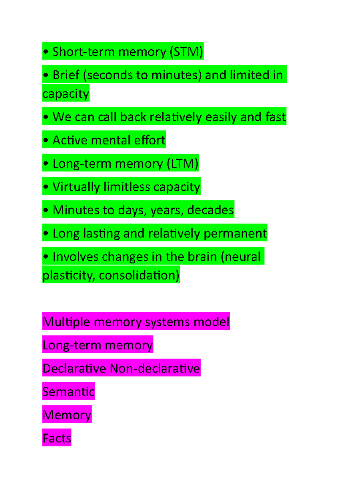 Memory and forgetting part 3 - Short-term memory (STM) Brief (seconds ...