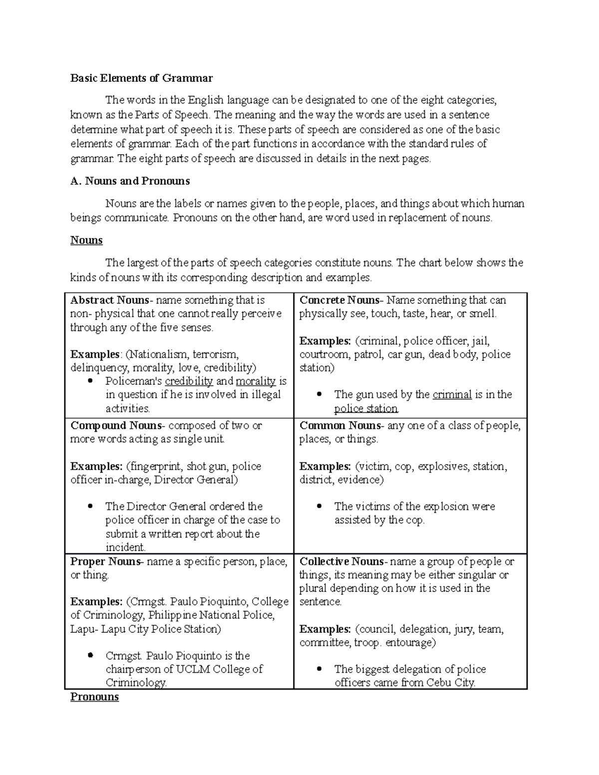 Technical english m2 - Basic Elements of Grammar The words in the ...