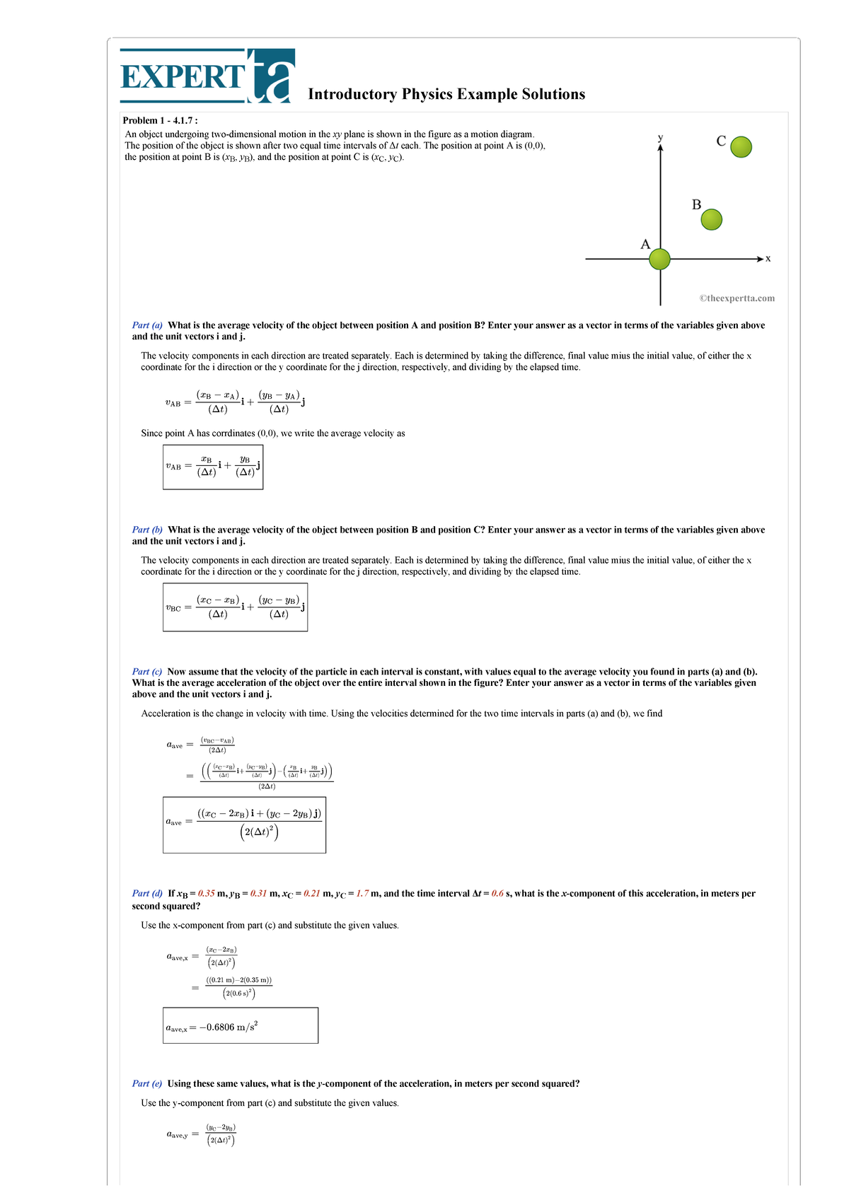 Expert TA Introductory Physics Example Solutions(HW4) - Introductory Physics Example Solutions ...