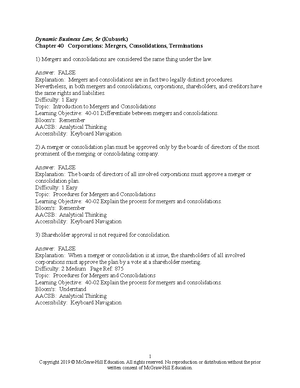 Kubasek 5e chapter 41 tb answerkey - Dynamic Business Law, 5e (Kubasek ...