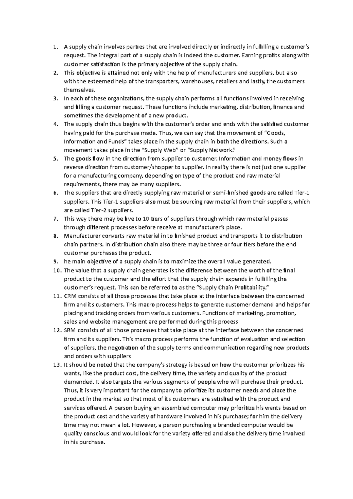 Lecture notes on Supply Chain' - A supply chain involves parties that ...