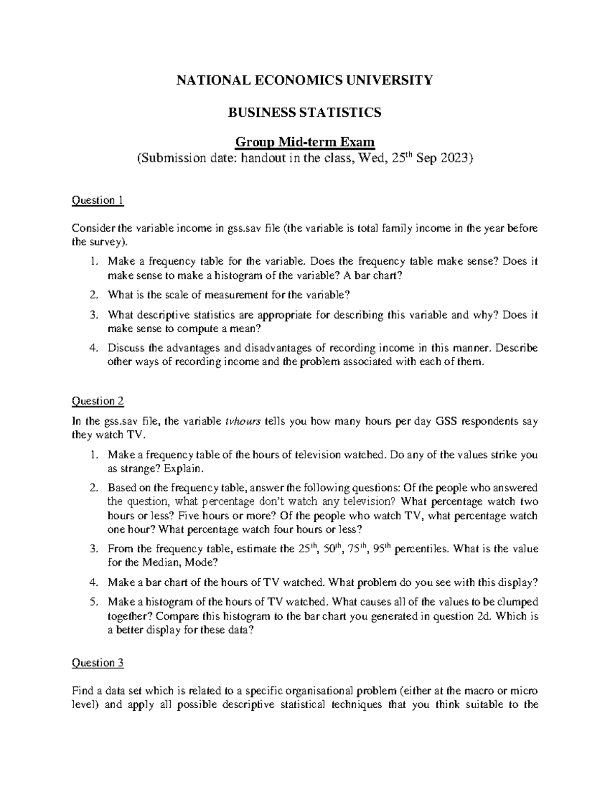 Mid-term exam group 1 - ádfasdf - NATIONAL ECONOMICS UNIVERSITY ...