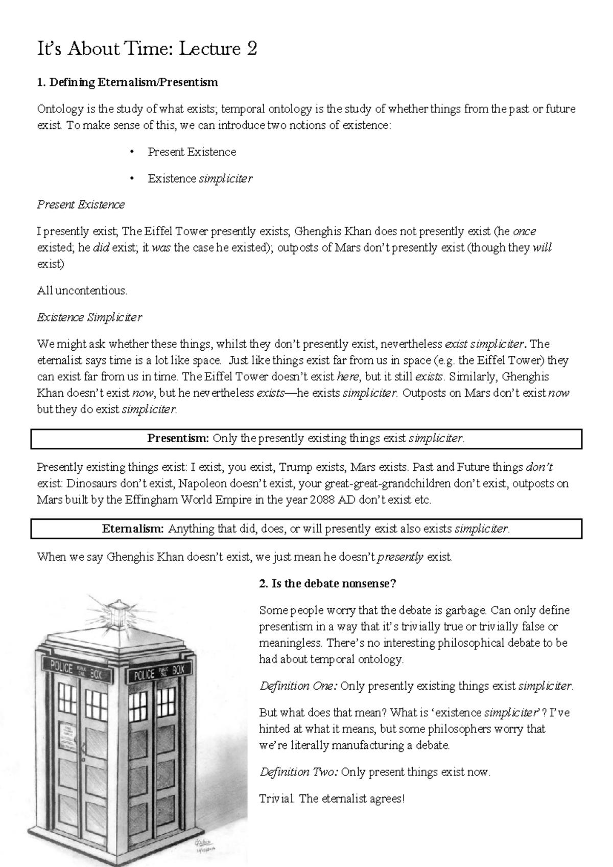 Lecture 2 - Temporal Ontology I-1 - It’s About Time: Lecture 2 Defining ...