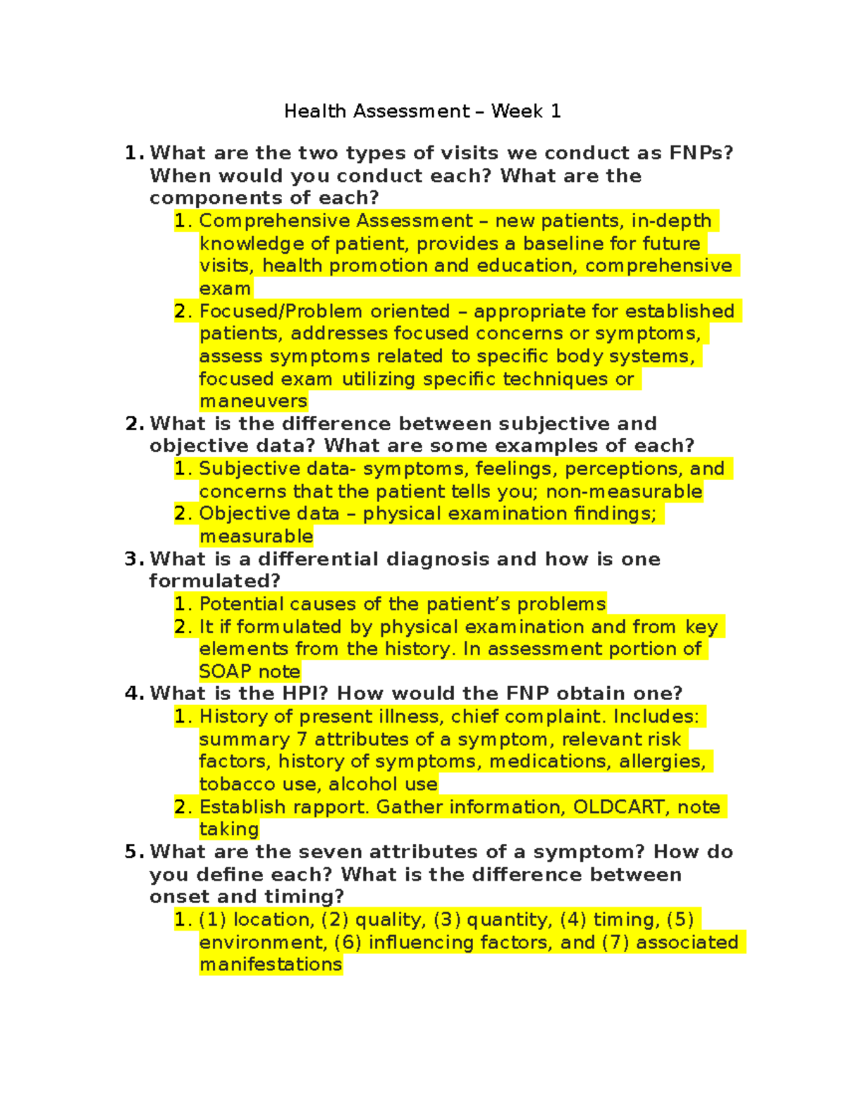 STudy Guide Exam 1 Weeks 1 3 Objectives Health Assessment Week 1 study-guide-exam-1-weeks-1-3-objectives-health-assessment-week-1