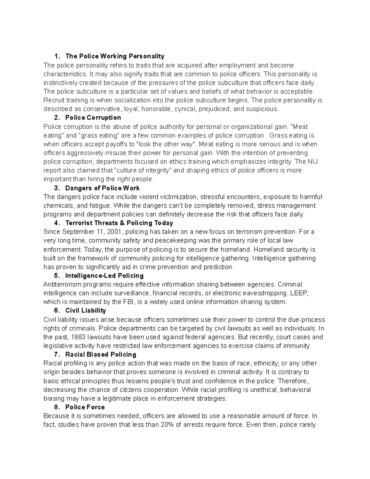Ch 6 Top Ten - Chapter 6 main ideas - Criminal Justice: a Brief ...