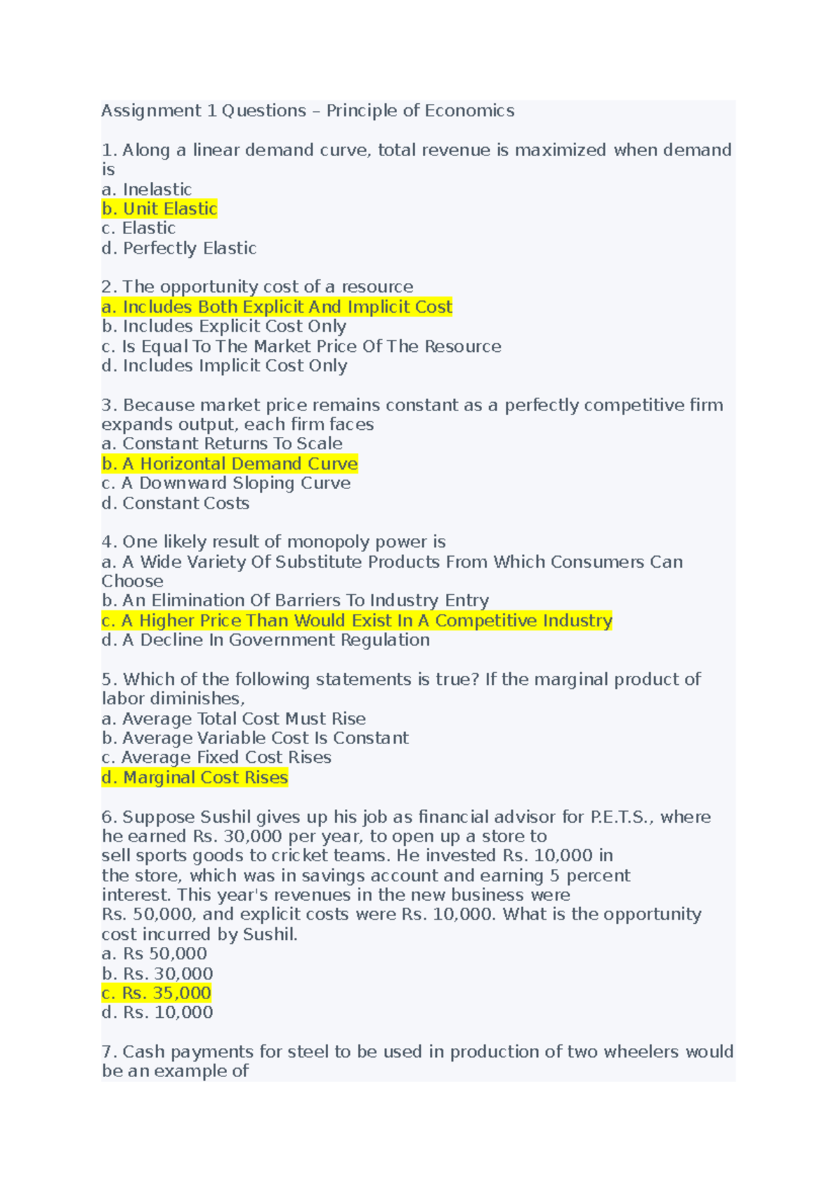 Assignment 1 Questions - Assignment 1 Questions – Principle of ...