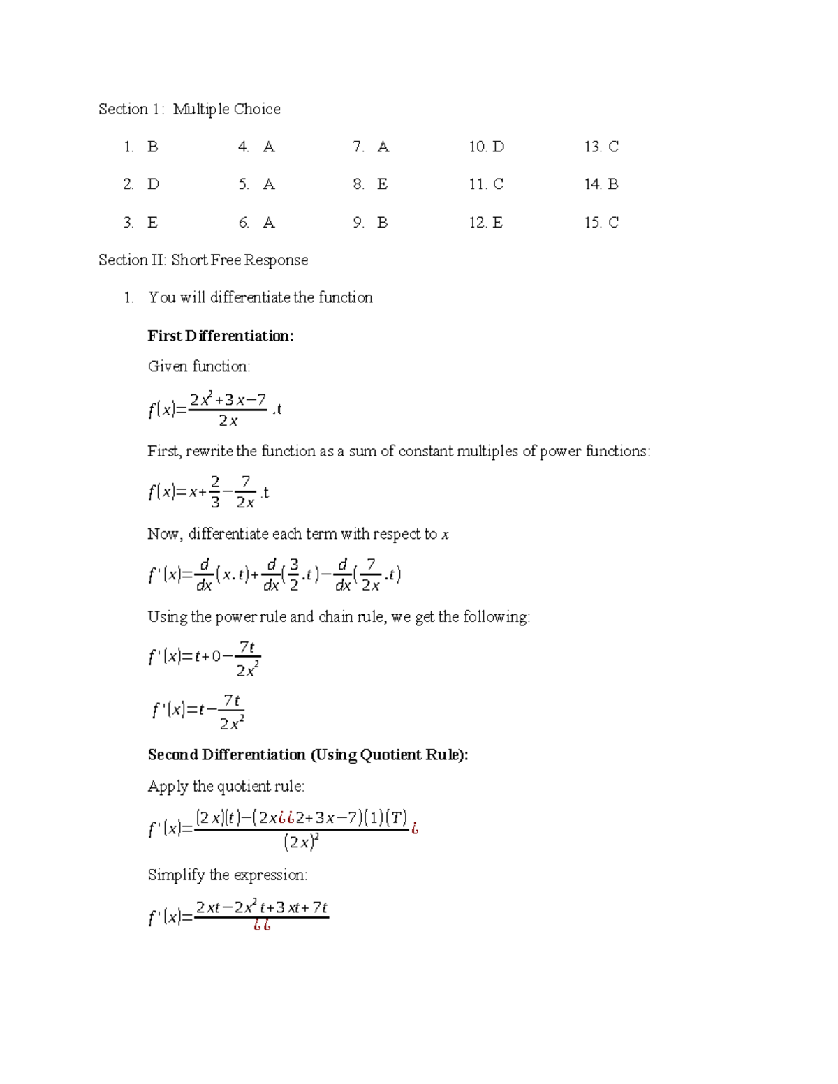 Order 7708673 - study material - Section 1: Multiple Choice 1. B 2. D 3 ...