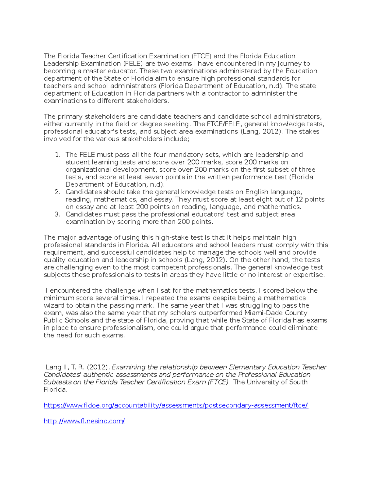 Dicussion-post-ftce - Planning - The Florida Teacher Certification ...