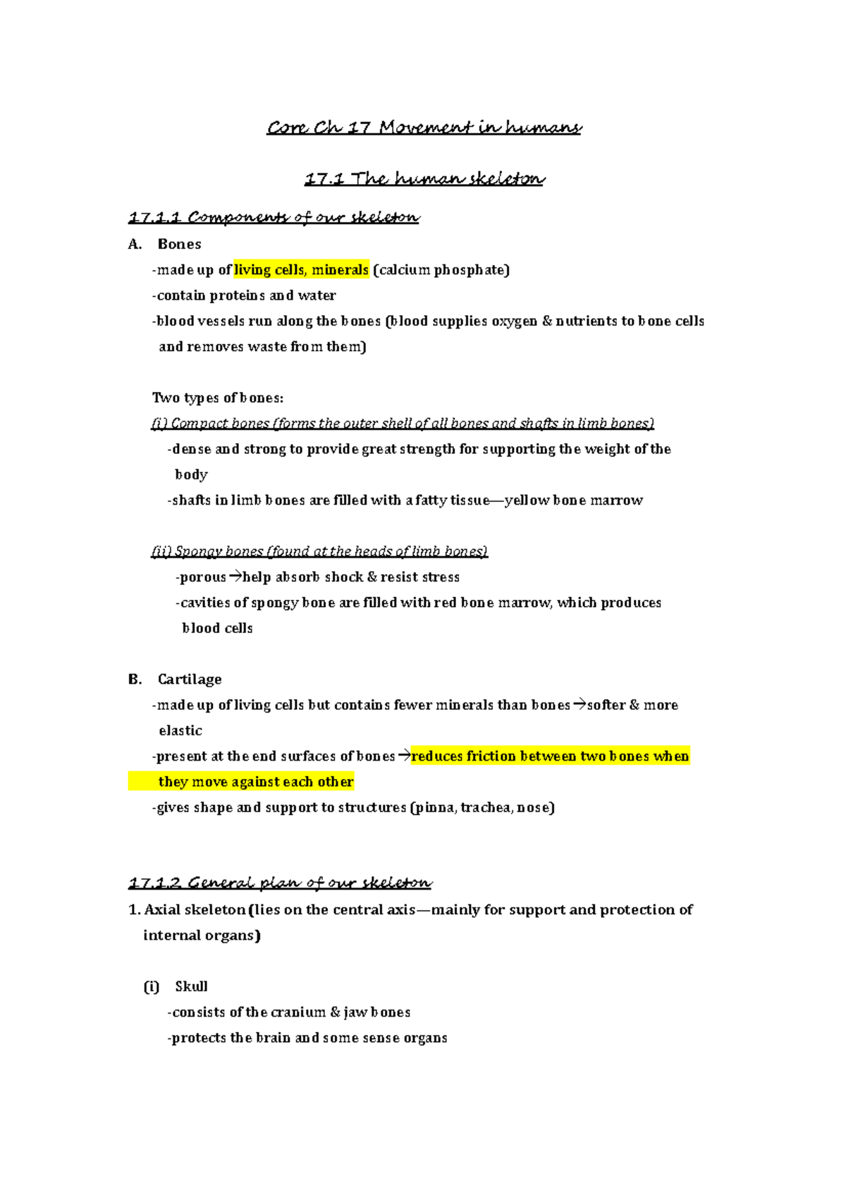 Core Ch 17 Movement in humans - Core Ch 17 Movement in humans 17 The ...