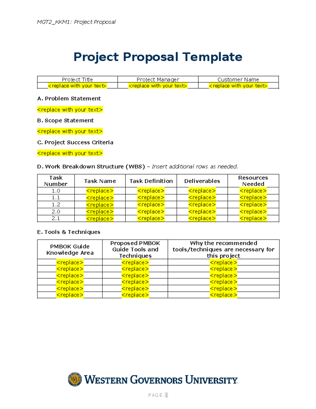 Mgt2 task1 projectproposaltemplate - MGT2_KKM1: Project Proposal Project Proposal Template ...