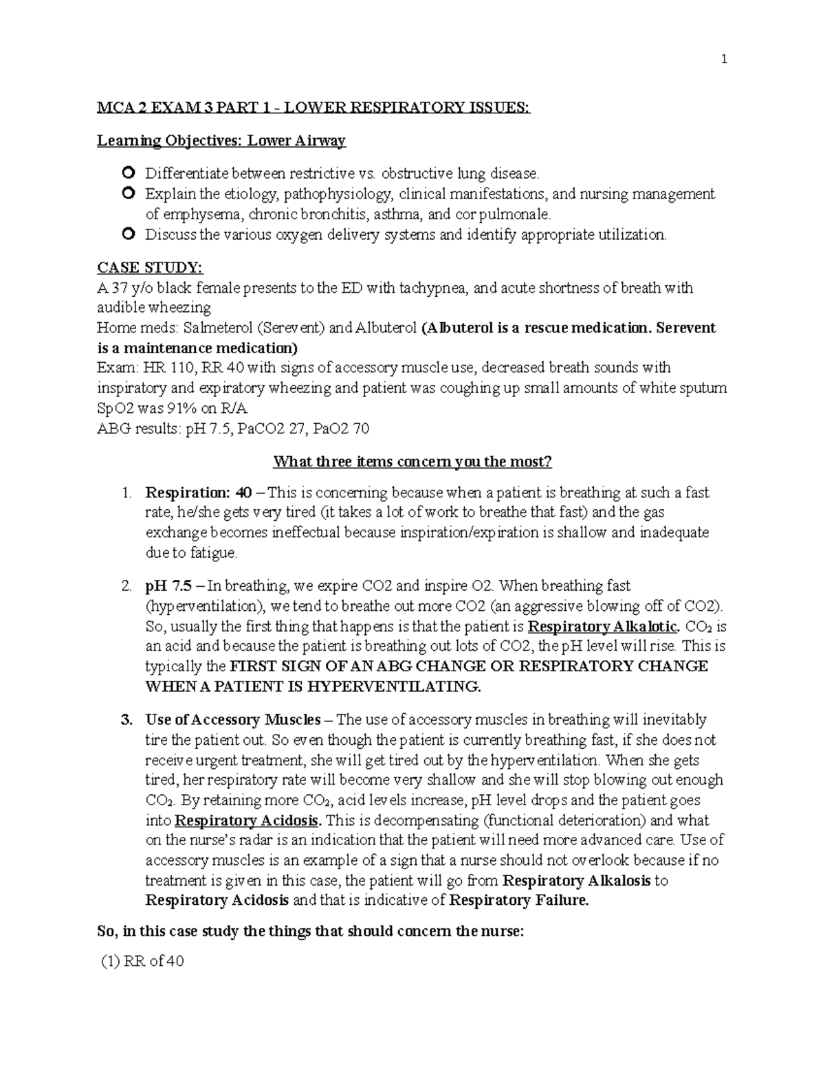 MCA 2 lecture notes for ABSN - Part 1 lecture notes for Exam #3 - MCA 2 ...