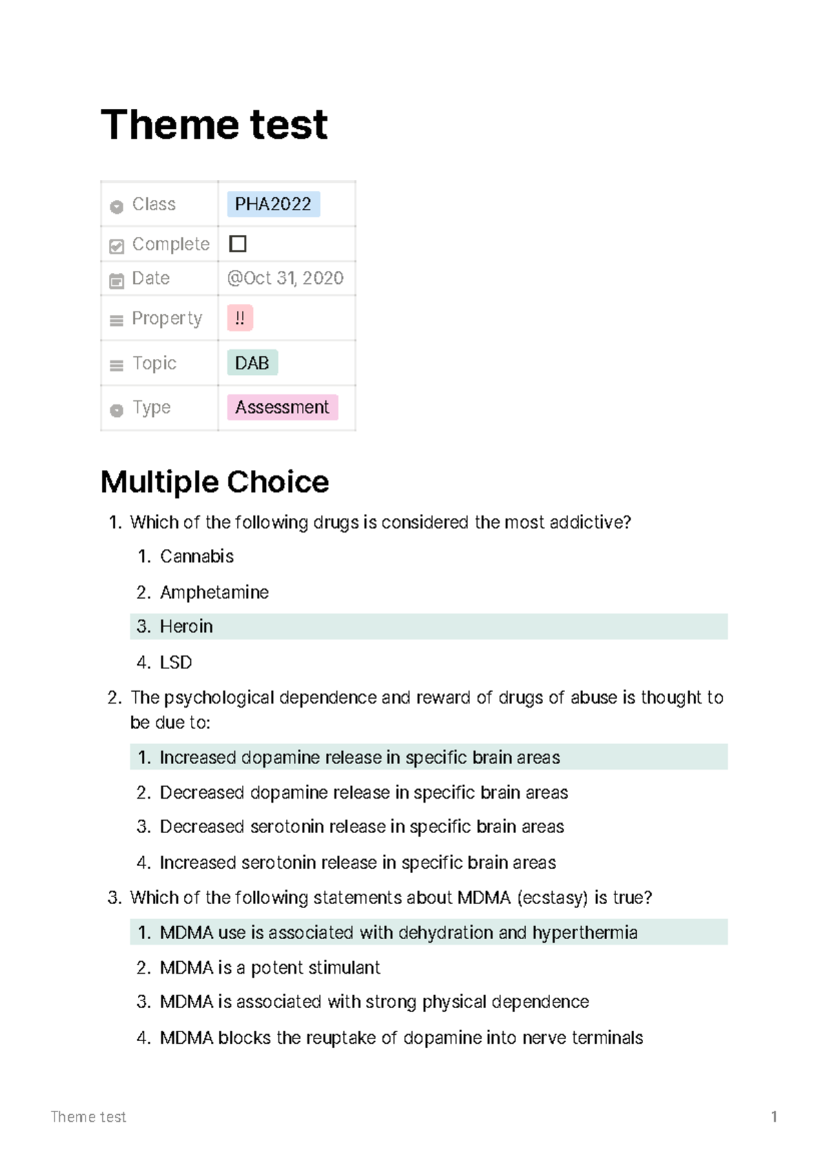 Drugs of abuse theme test summary notes (all lectures) - ####### Ɨʎɟ˪ɟ ...