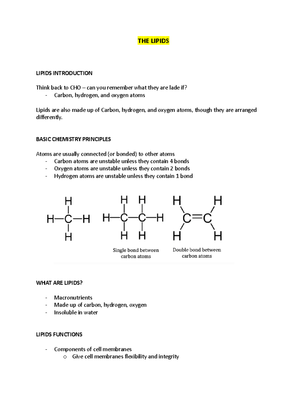 THE Lipids NFS - full course chapter content - THE LIPIDS LIPIDS ...