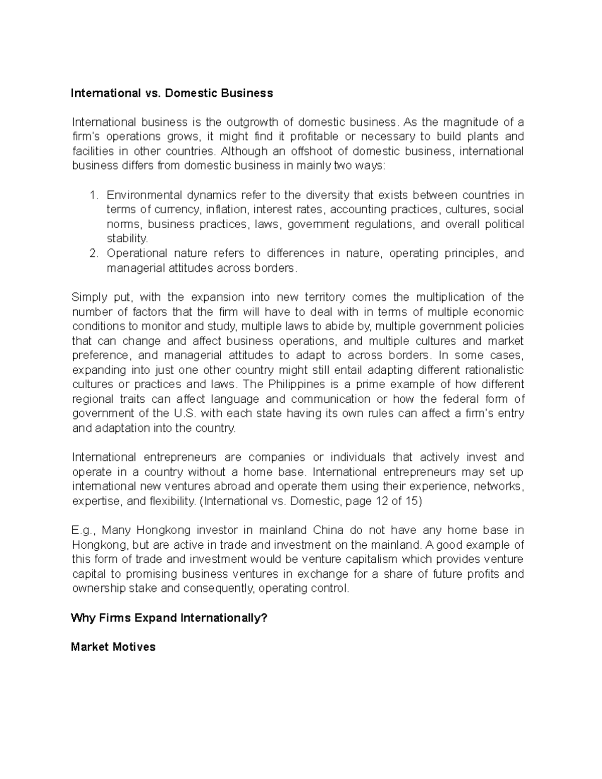 International vs - Module 2 Topic Tittle Module 2 Topic Tittle ...