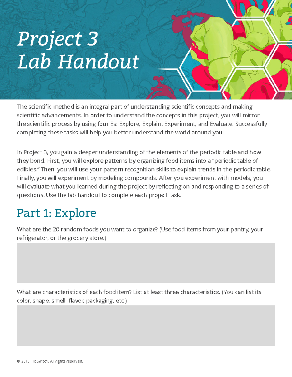 SC101 HSPS Project 3 Lab Handout - Project 3 Lab Handout The scientific ...