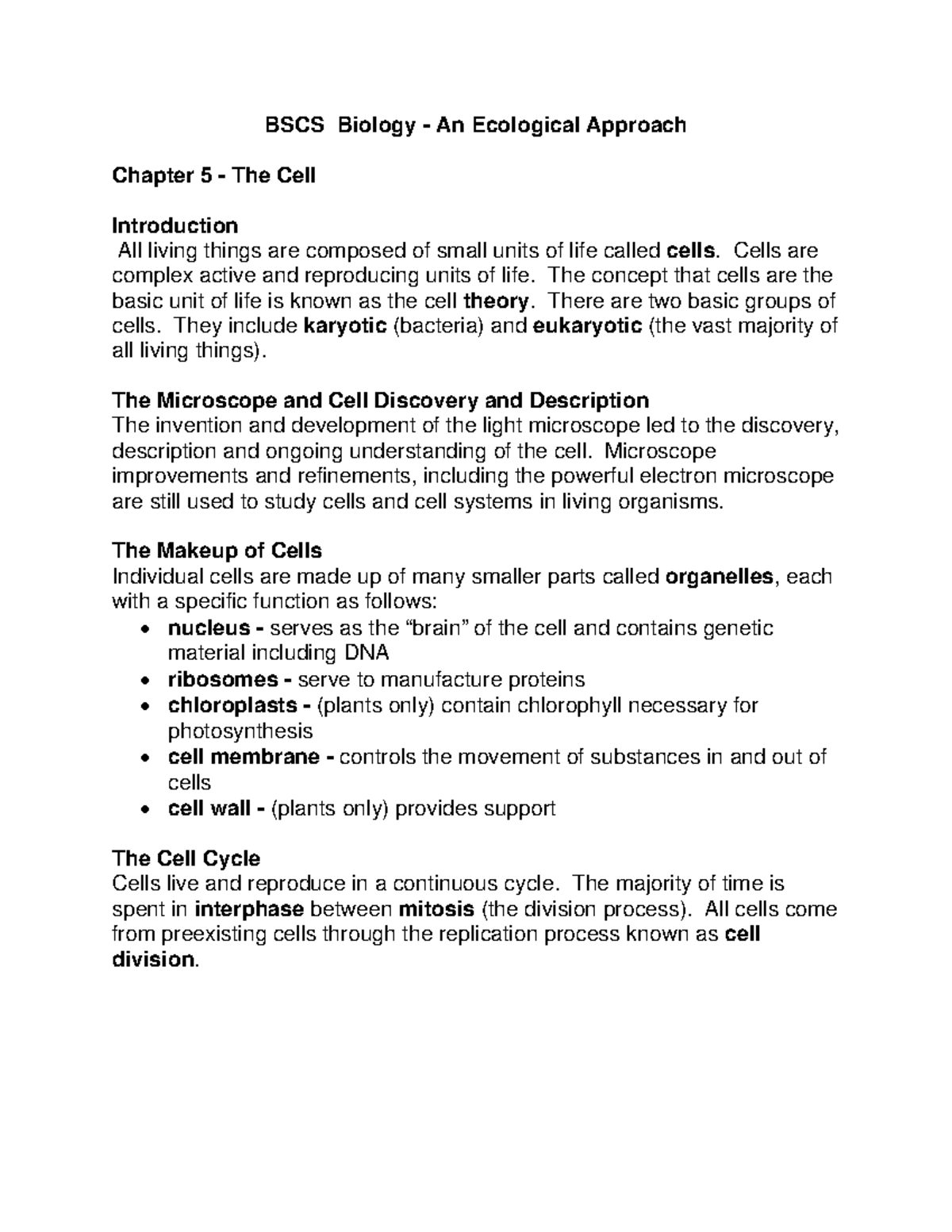 Biology Chapter 5 Summary - BSCS Biology - An Ecological Approach ...