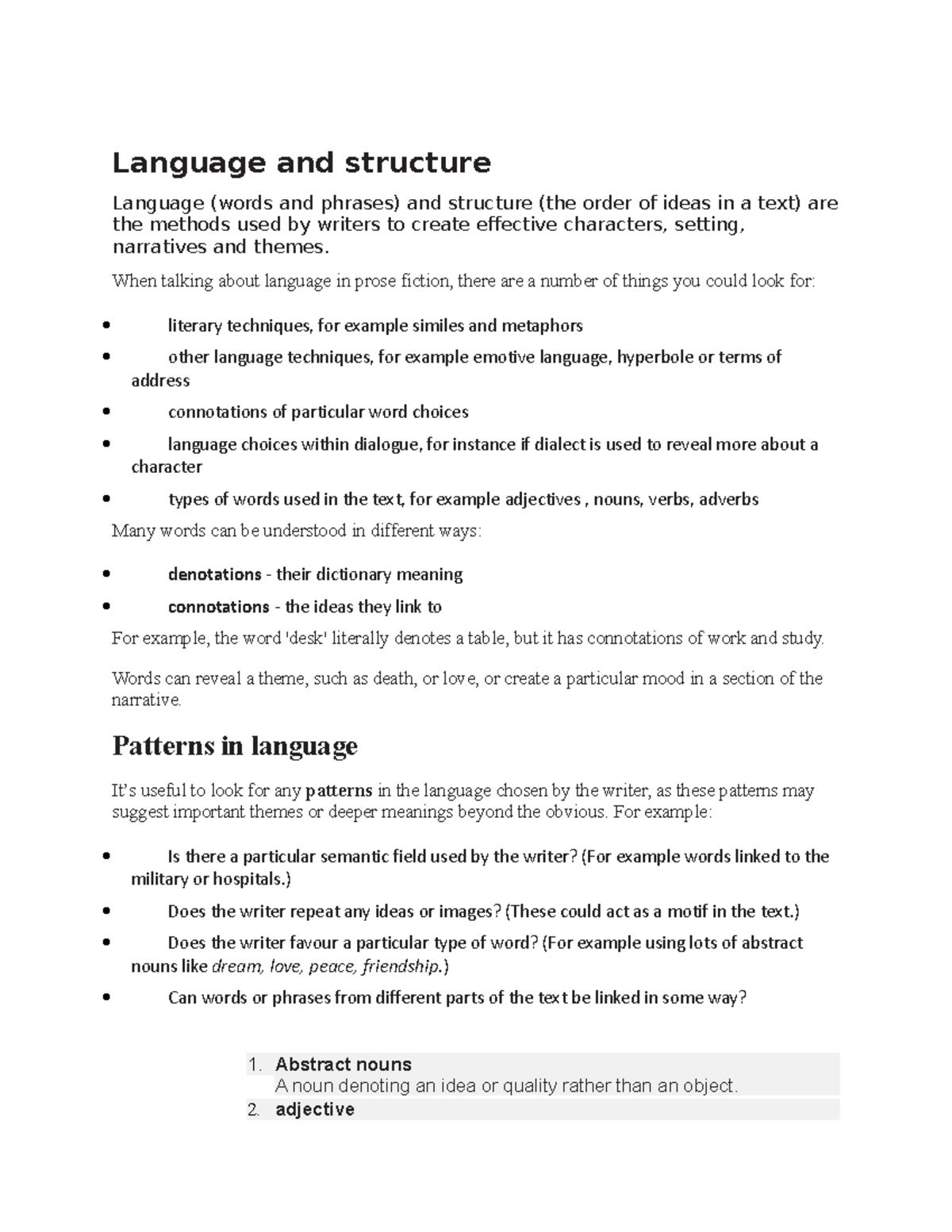 Language and structure - Language and structure Language (words and phrases) and structure (the ...