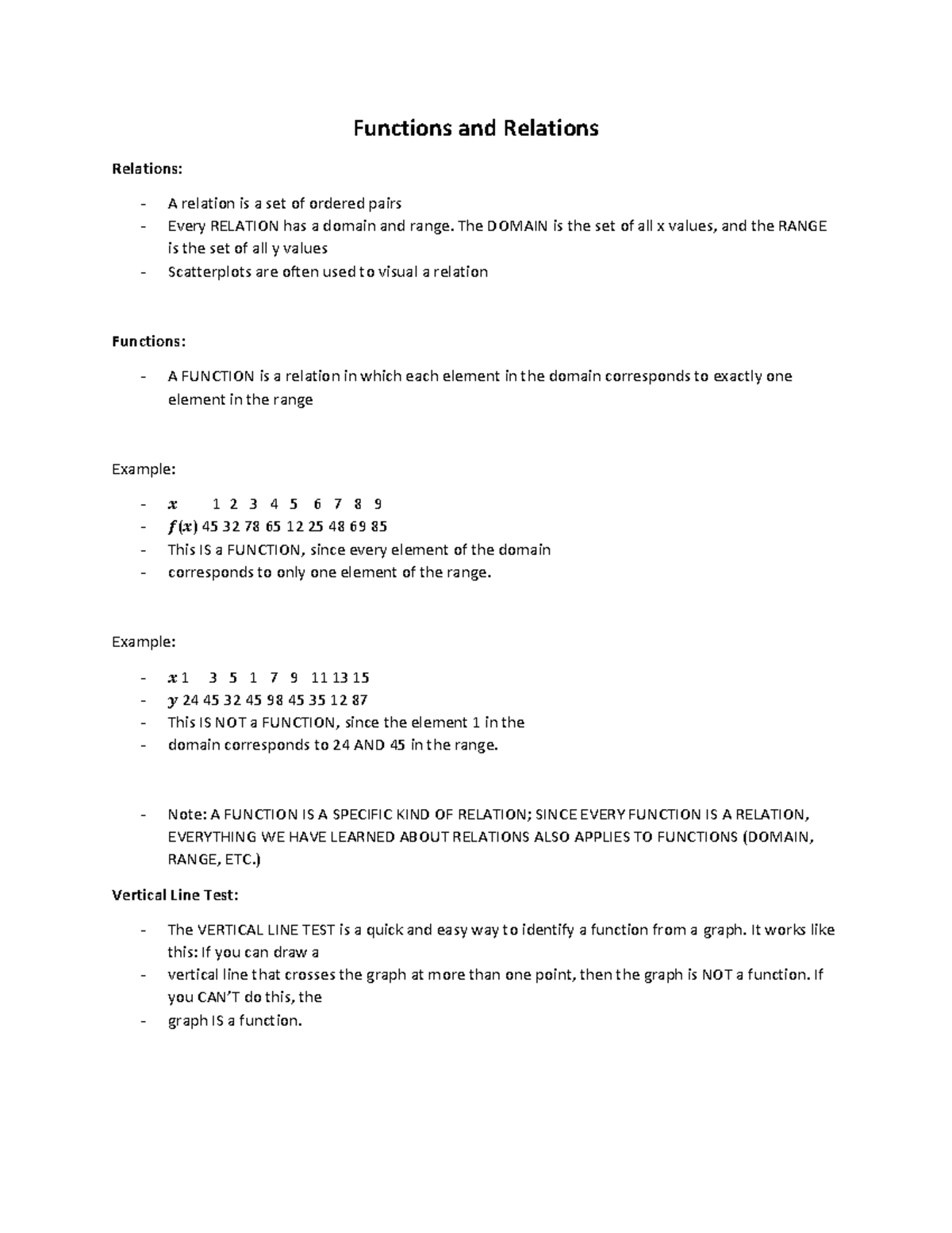 Functions and Relations - Functions and Relations Relations: A relation ...