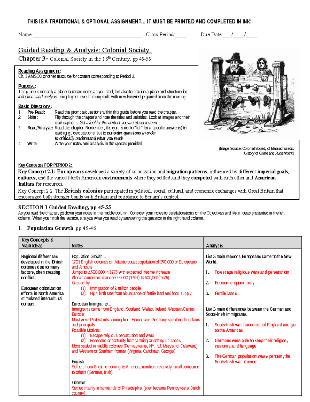 Amsco Ch 3 Reading Guide - THIS IS A TRADITIONAL & OPTIONAL ASSIGNMENT ...