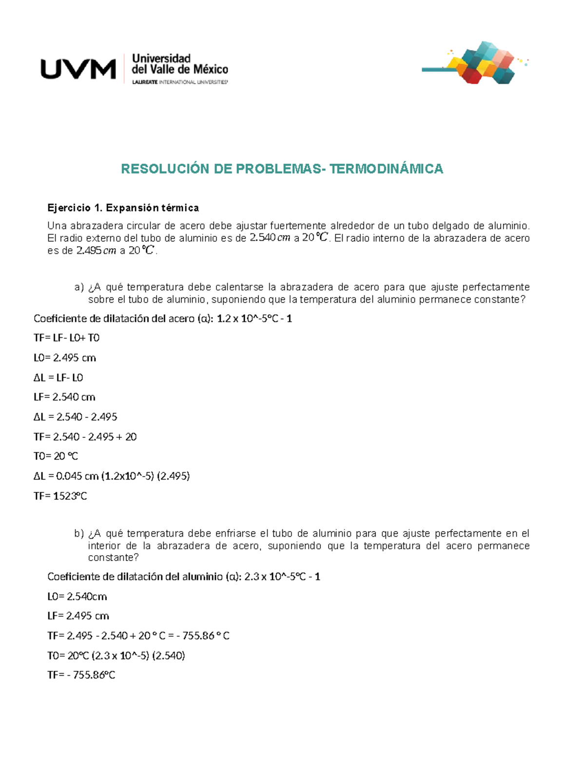 A#7 - Ejercicios de Fisica. - RESOLUCIÓN DE PROBLEMAS- TERMODINÁMICA ...