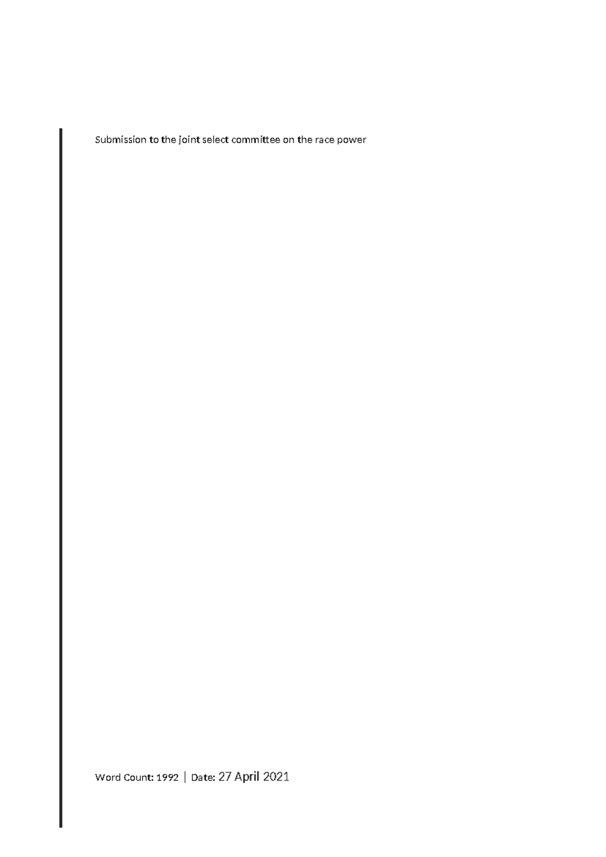 Constitutional Law Assignment - Submission to the joint select ...