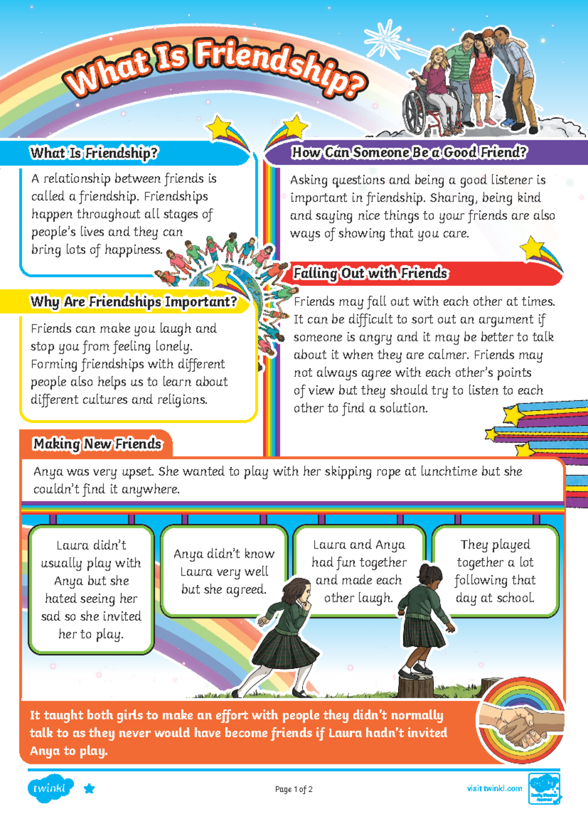 LKS2 What Is Friendship Differentiated Reading Comprehension Activity ...