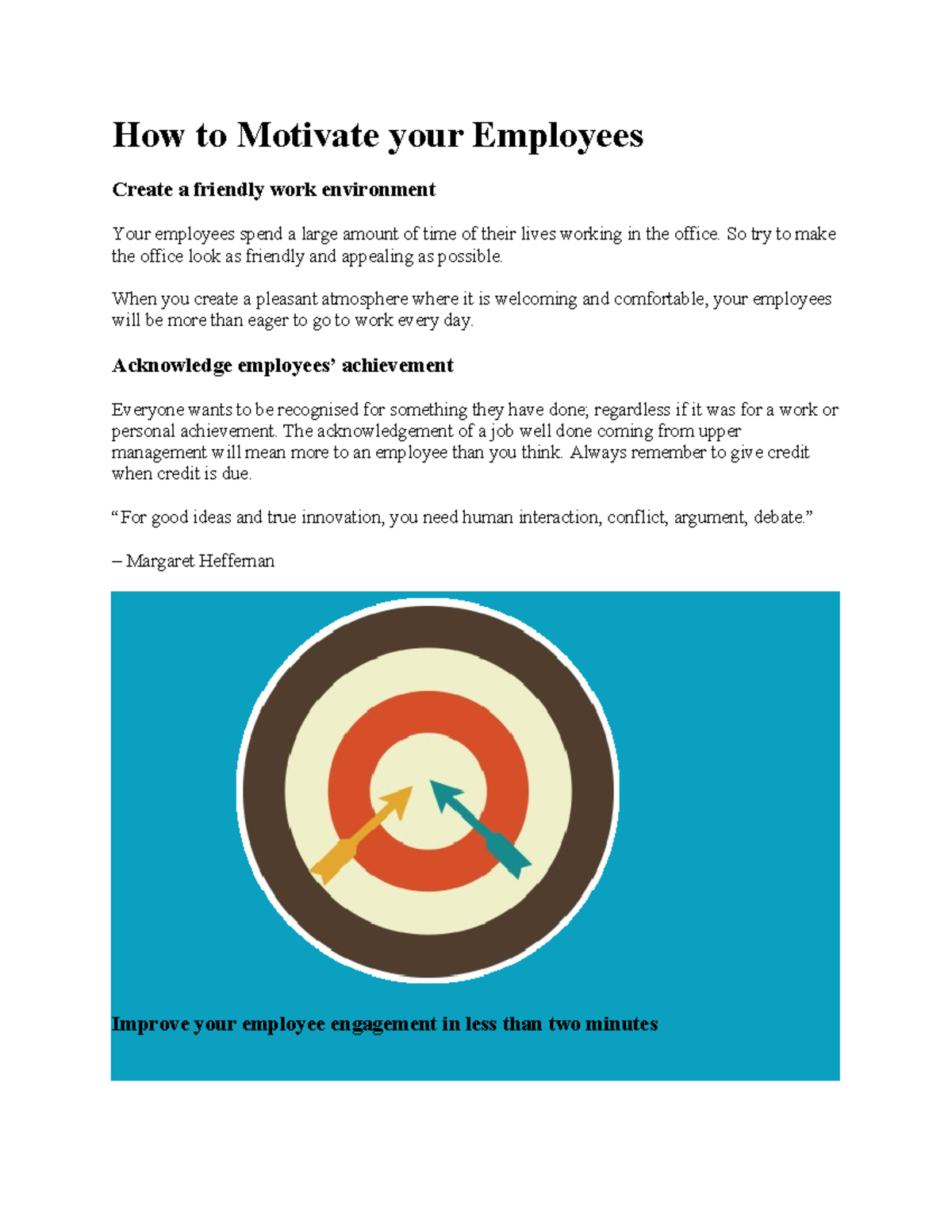 Motivation - How to Motivate your Employees Create a friendly work ...