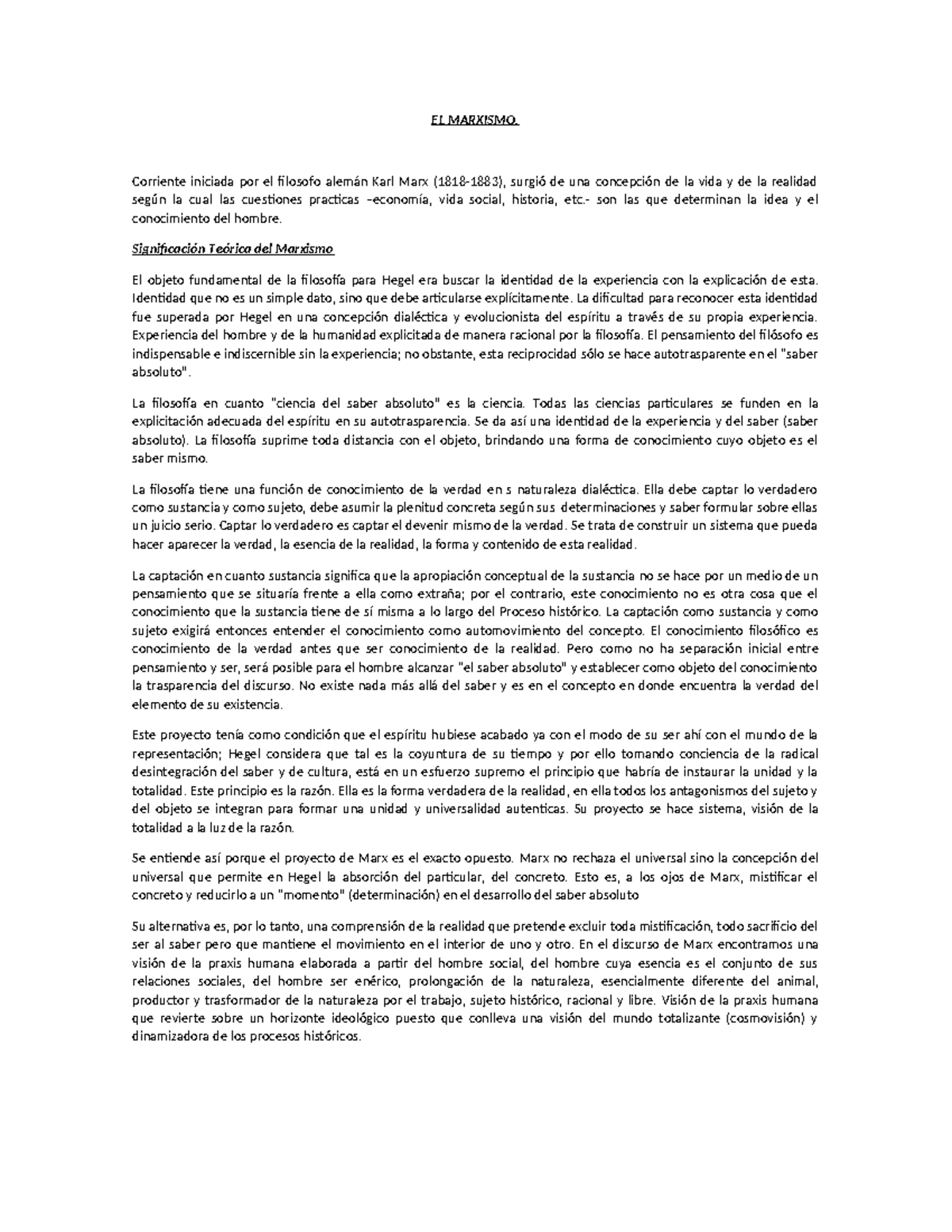 Marxismo - EL MARXISMO. Corriente iniciada por el filosofo alemán Karl ...