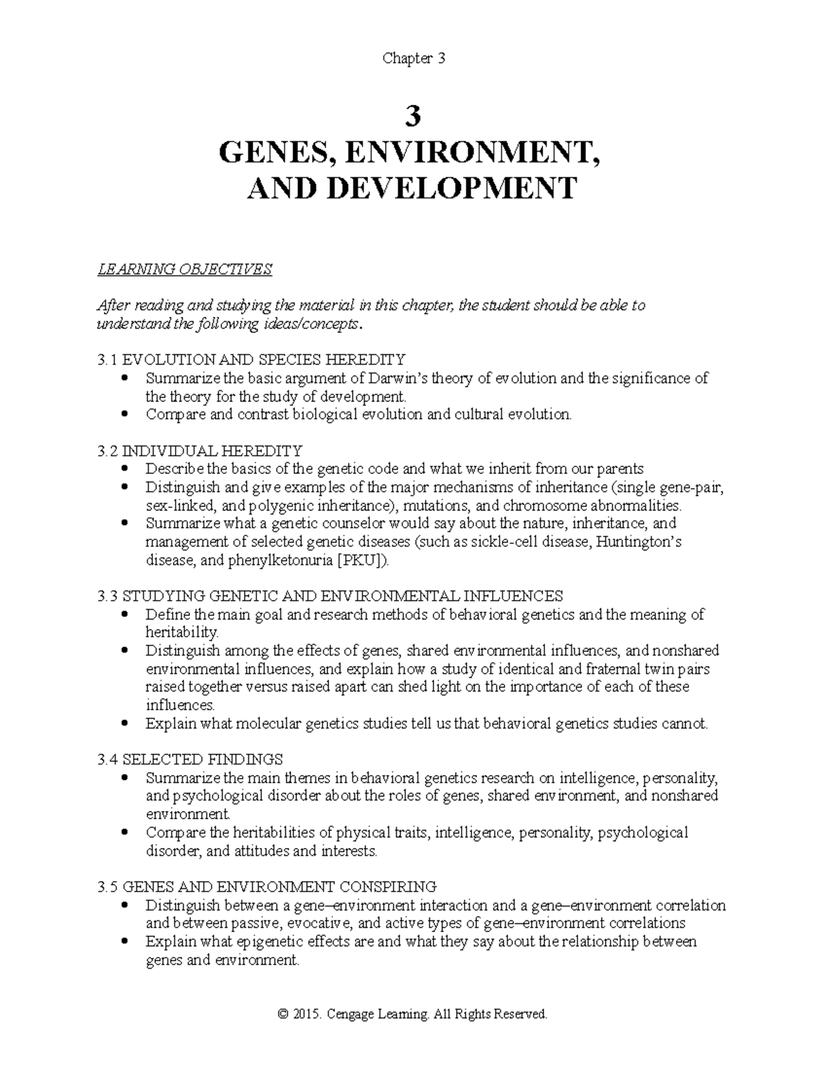 Sigelman 8e IM Chapter 3 - 3 GENES, ENVIRONMENT, AND DEVELOPMENT ...