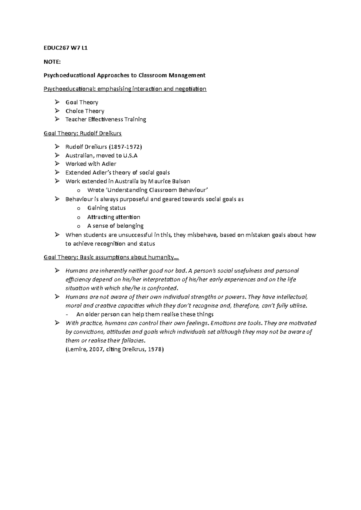 EDUC267 W7 L1 - Detailed lecture notes - EDUC267 W7 L NOTE ...