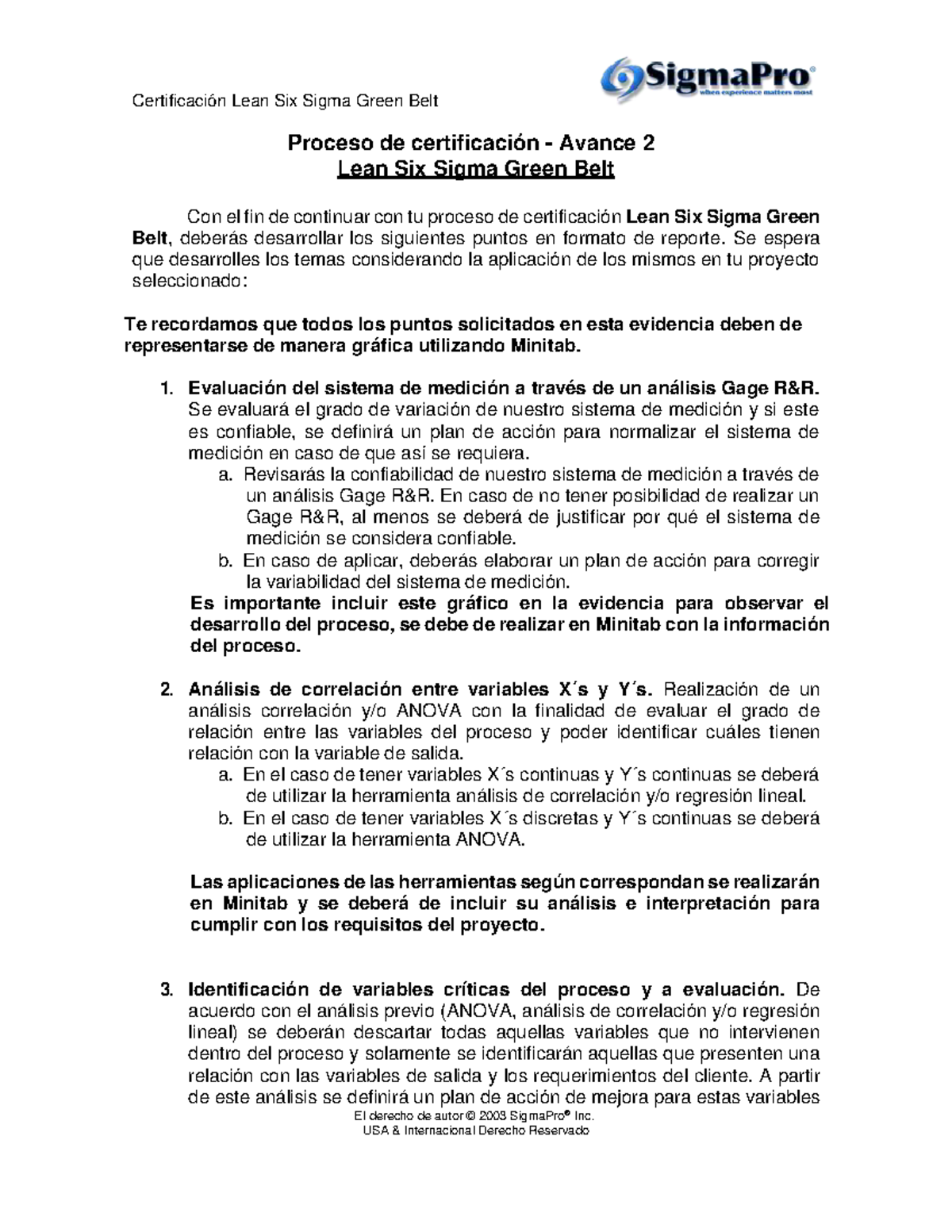 Evidencia 2 Avance 3 Lssgb ET - Certificación Lean Six Sigma Green Belt ...