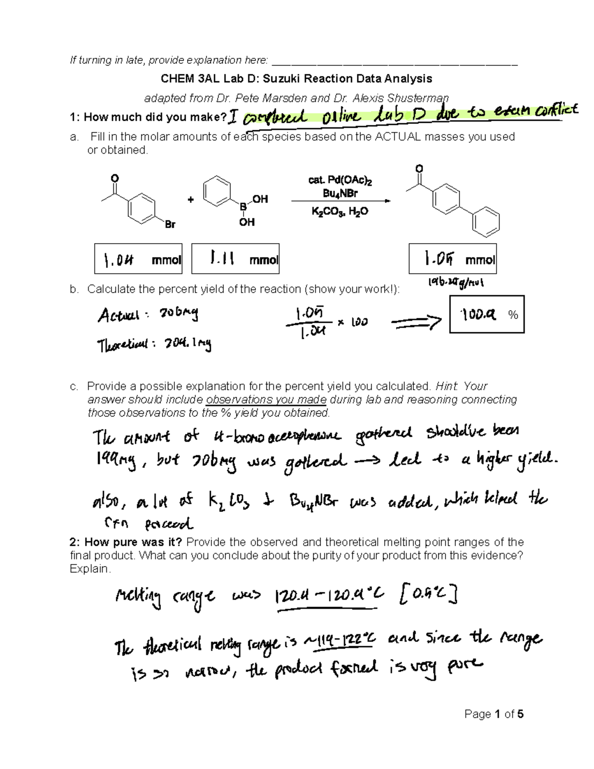 Lab D Data Analysis - Page 1 of 5 If turning in late, provide explanation here: - Studocu