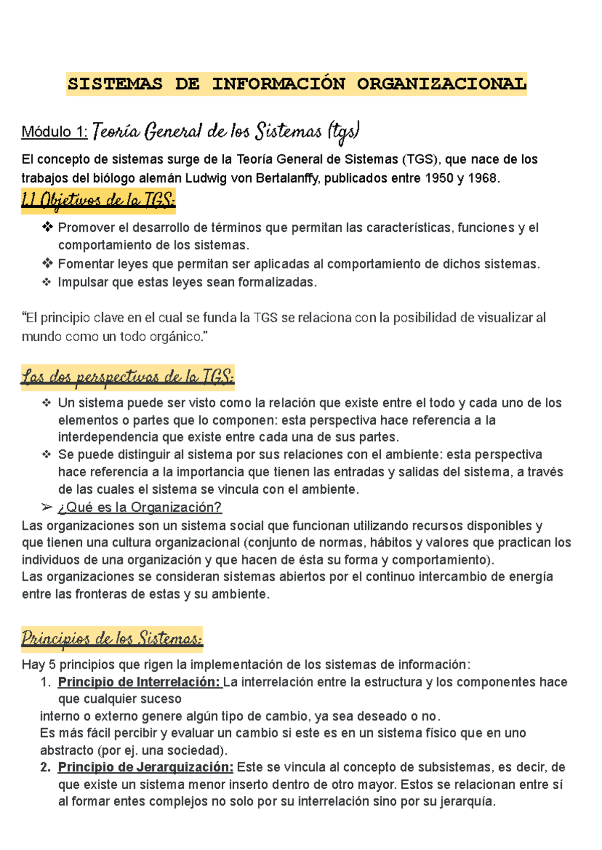 Sistemas DE Información Organizacional - SISTEMAS DE INFORMACIÓN ORGANIZACIONAL Módulo 1: Teoría ...