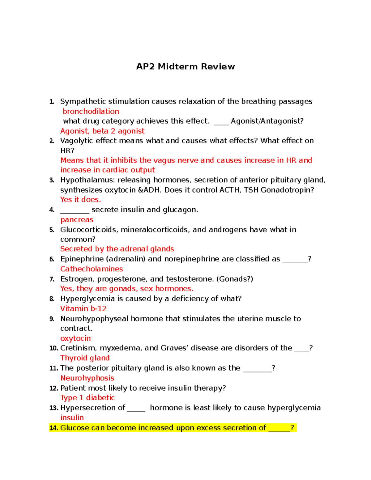 AP2 Midterm Review-1-2 (1) (Auto Recovered) - AP2 Midterm Review Sympathetic stimulation causes ...