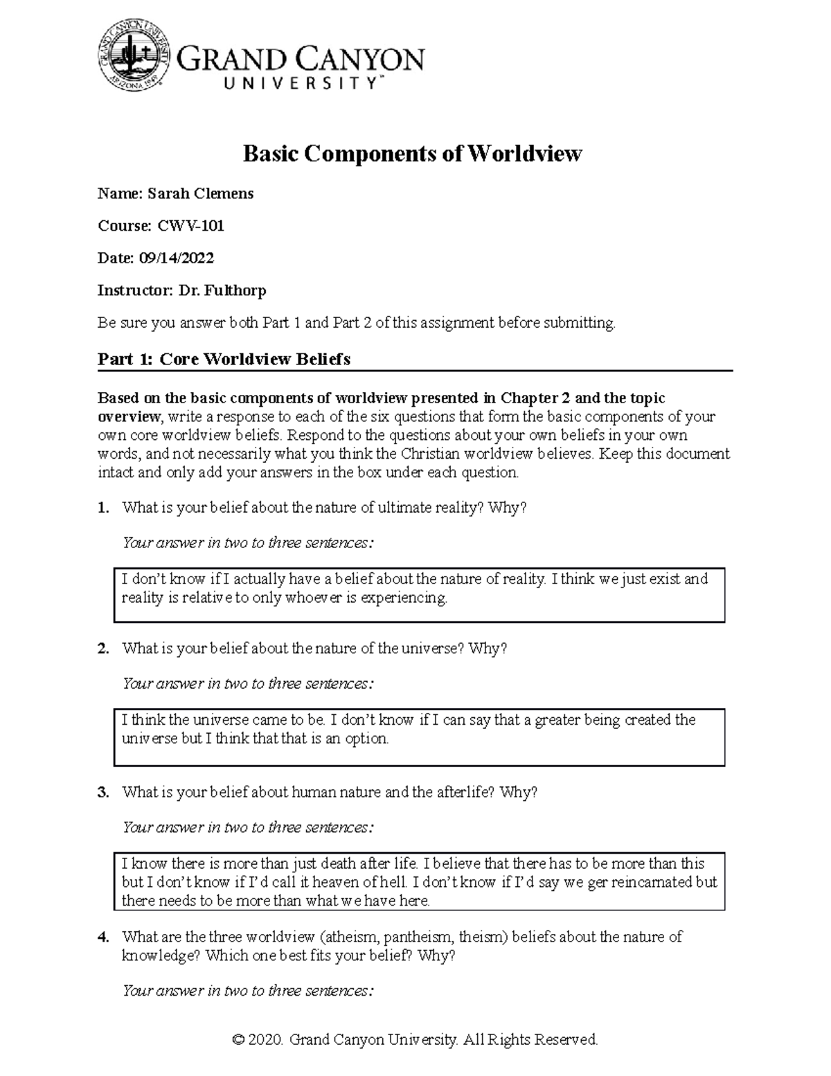CWV 101 301 RS T1Basic Components Of Worldview - Basic Components of ...