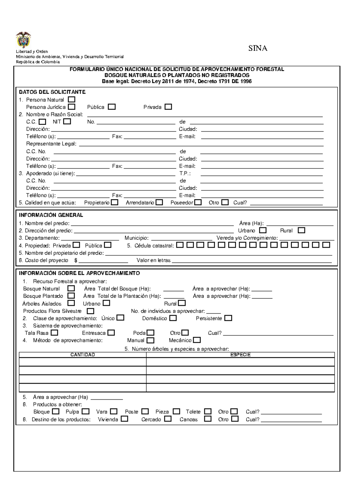 Formulario único Nacional de aprovechamiento forestal - Libertad y ...