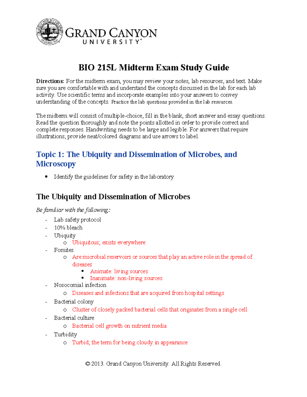 BIO215L Midterm Exam Study Guide - BIO 215L Midterm Exam Study Guide ...