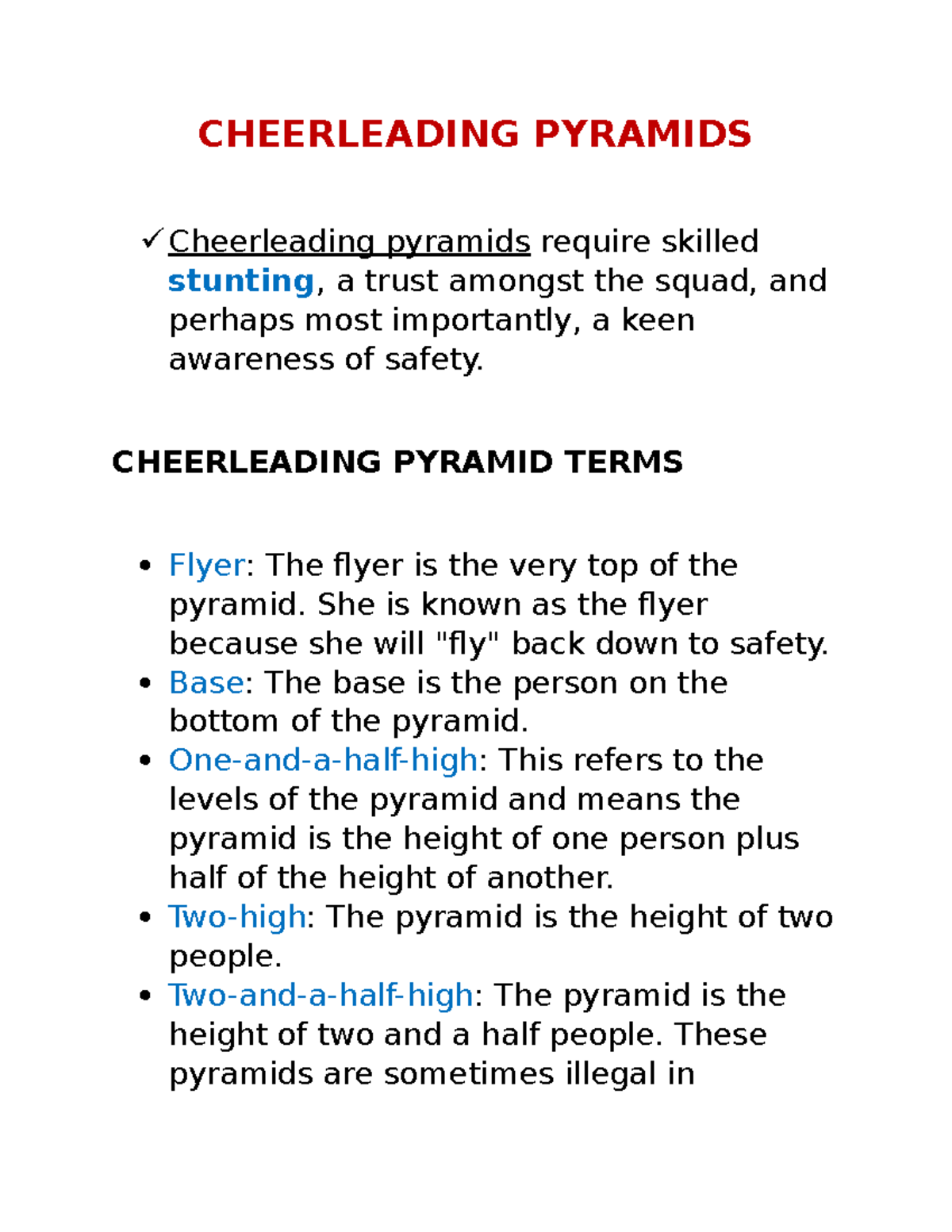 Cheerleading Pyramids Cheerleading Pyramids Cheerleading Pyramids