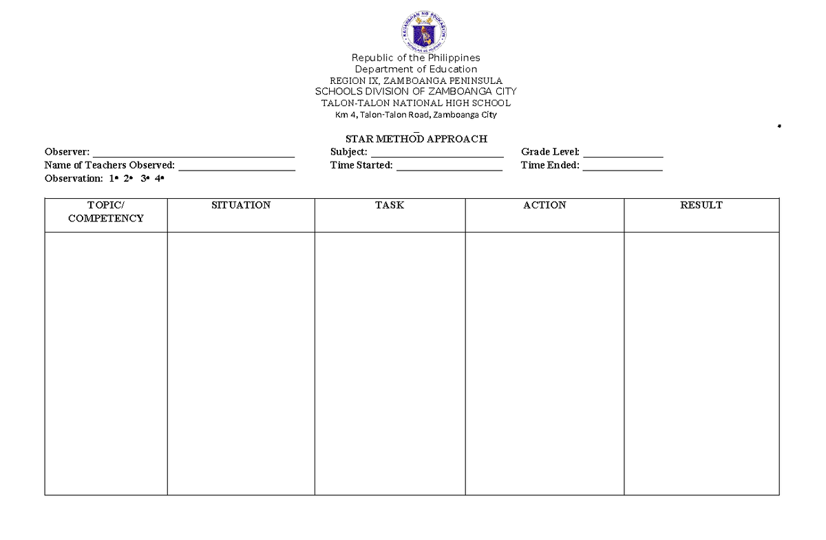STAR Method Approach - educational - Republic of the Philippines ...