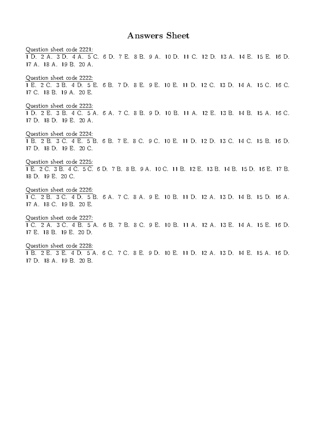 CK221ca16-dapan - vvvg - Answers Sheet Question sheet code 2221: 1 D. 2 ...
