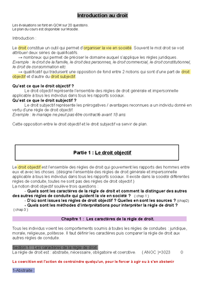 Introduction au Droit cours complet - INTRODUCTION AU DROIT Professeur Emmanuel Savatier Droit ...