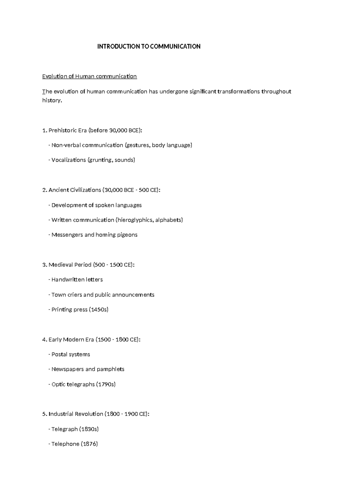 DOC introduction to communication - INTRODUCTION TO COMMUNICATION ...