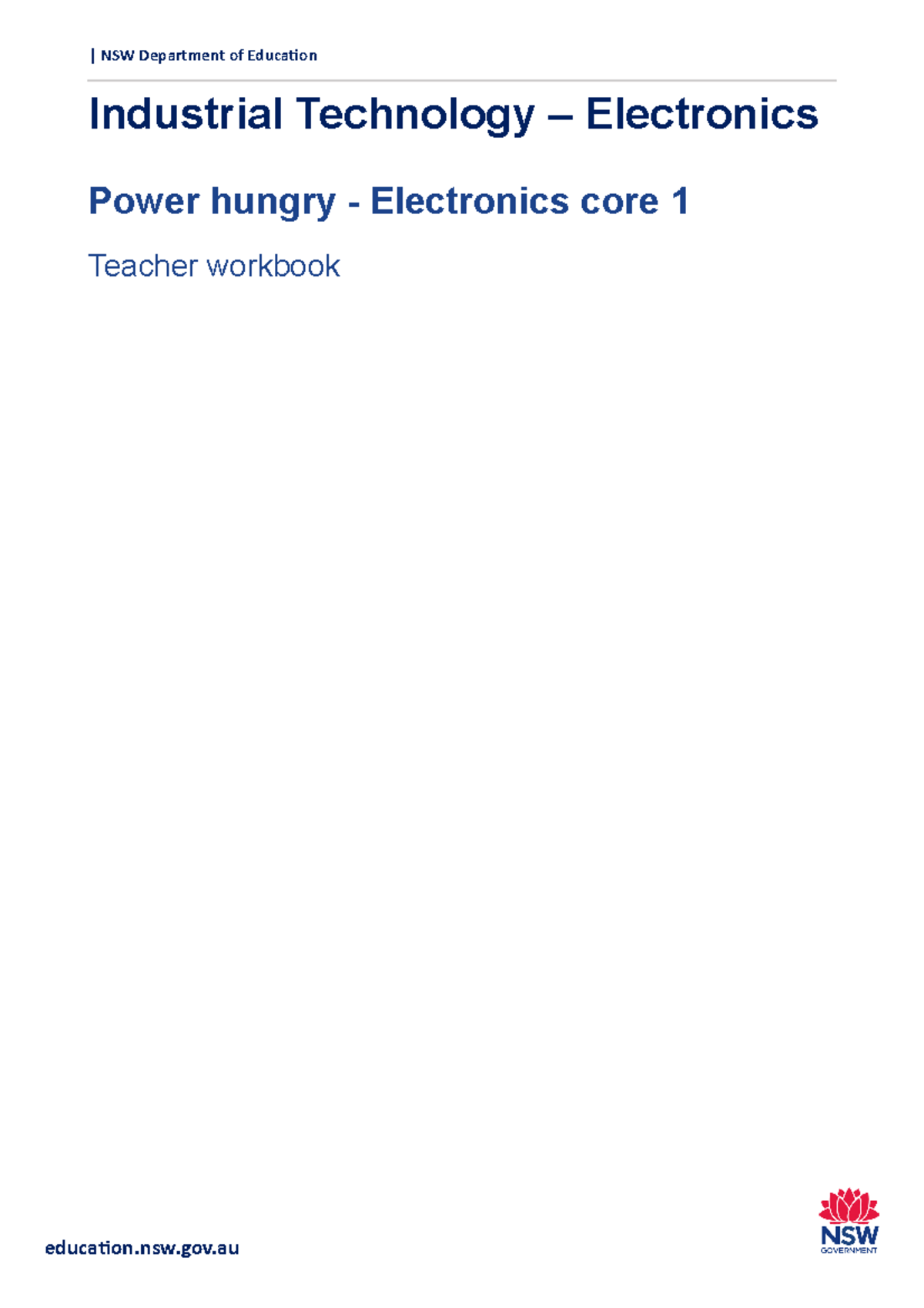 TASelectronics resources teacher workbook - | NSW Department of ...