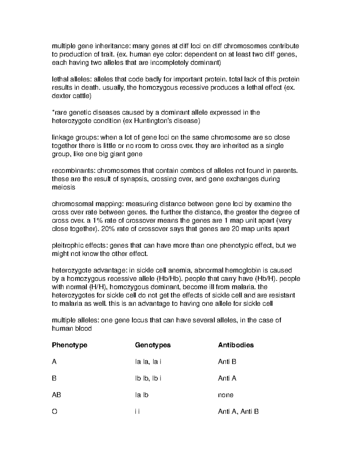 Multiple gene inheritance - (ex. human eye color: dependent on at least ...